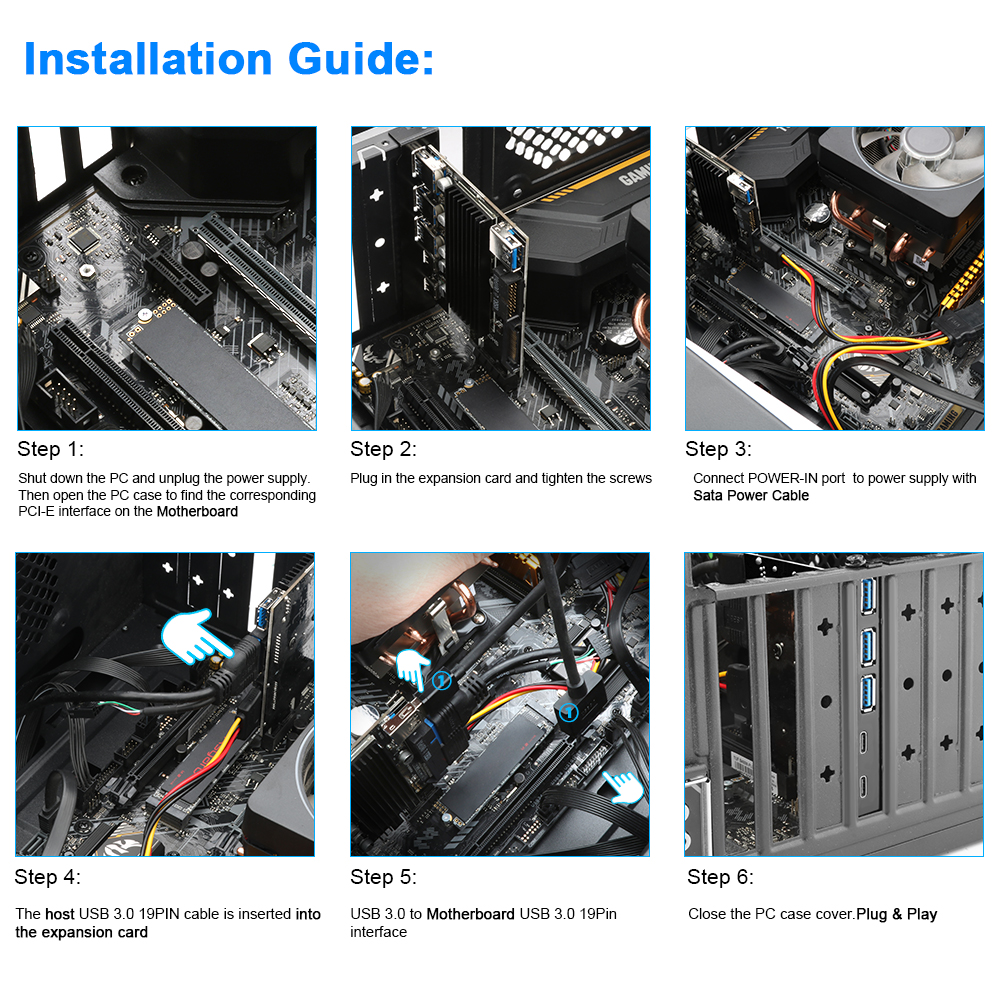 Allkei Super Speed PCI-E To USB 3.0 Expansion Card Type-C PCI Expansion ...